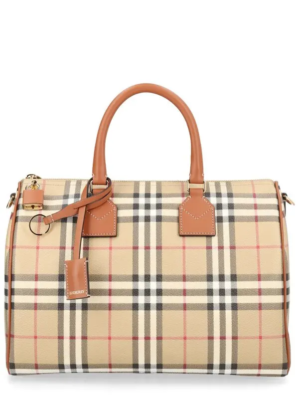 Burberry Medium Check Bowling Bag - Beige