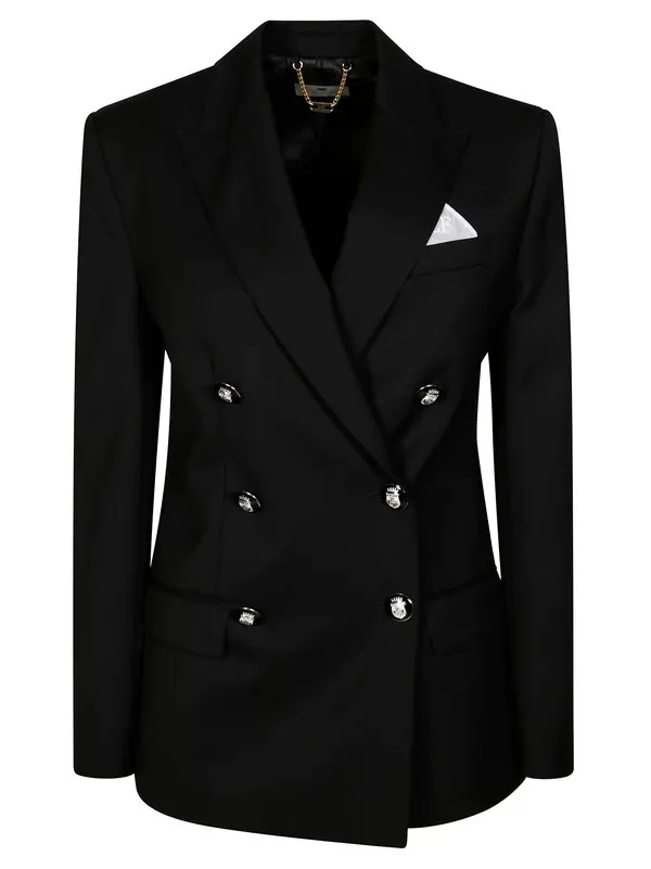 Elisabetta Franchi Double-breasted Wool Blazer With Button Detail - Nero