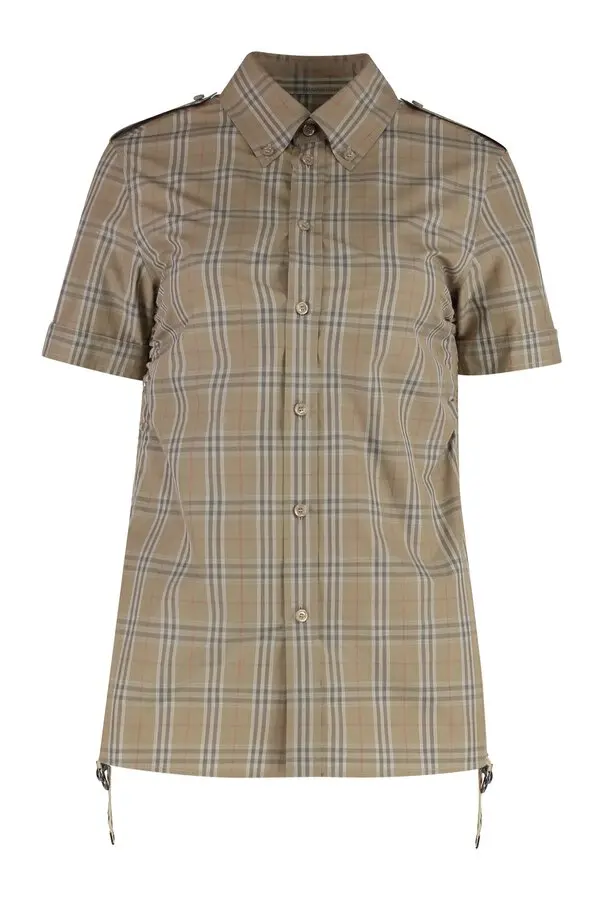 Burberry Checked Cotton Shirt - Beige