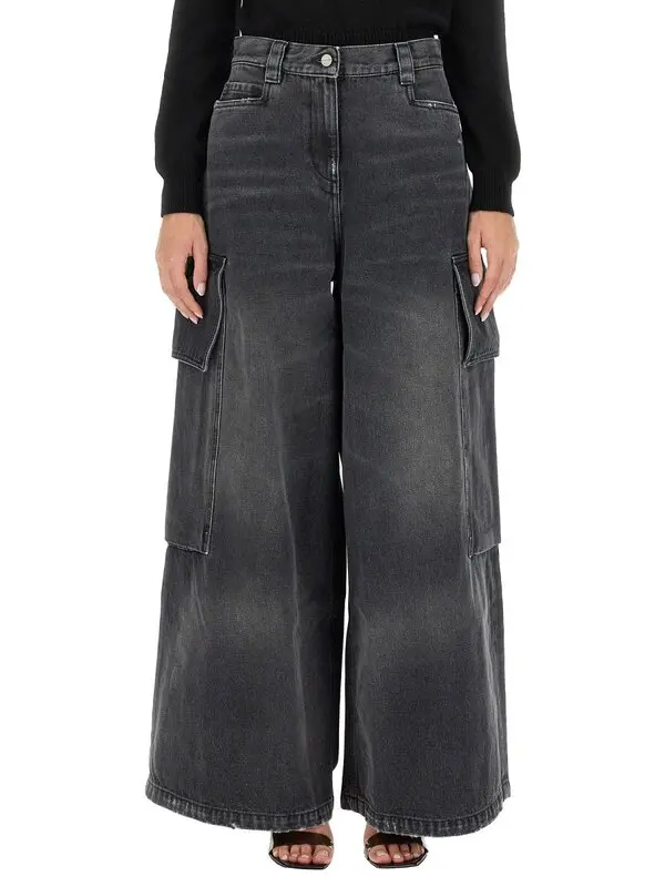 Palm Angels Low-rise Wide-leg Cargo Jeans