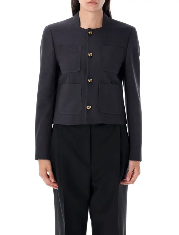 Bottega Veneta Cotton And Viscose Blazer With Knotted Detail - Grey