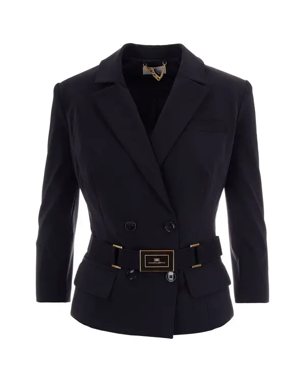 Elisabetta Franchi Belted Double Breasted Jacket - Nero