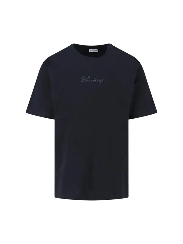 Burberry Rib-knit Neckline T-shirt With Embroidered Lettering Size - Black