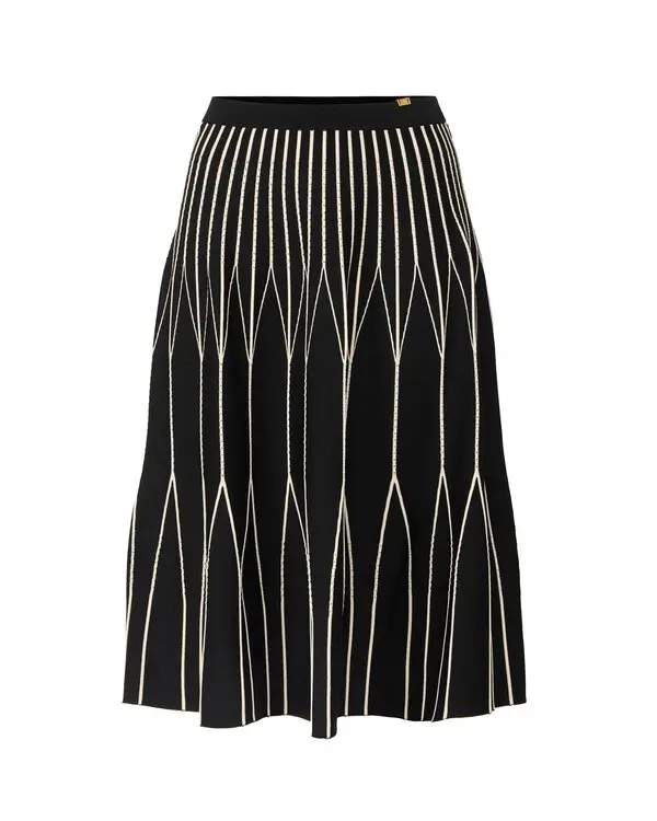 Elisabetta Franchi Pleated Mini Skirt With Contrasting Lines - Nero/burro