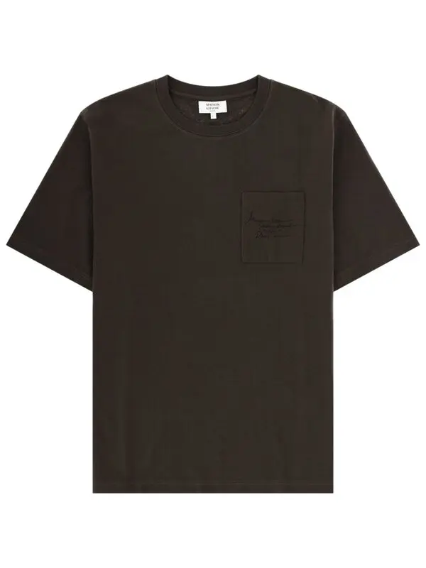 Maison Kitsuné Organic Cotton T-shirt Poetic Vibes For - Brown