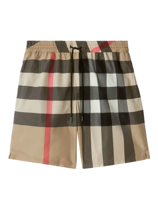 Burberry Checked Swim Shorts - Beige