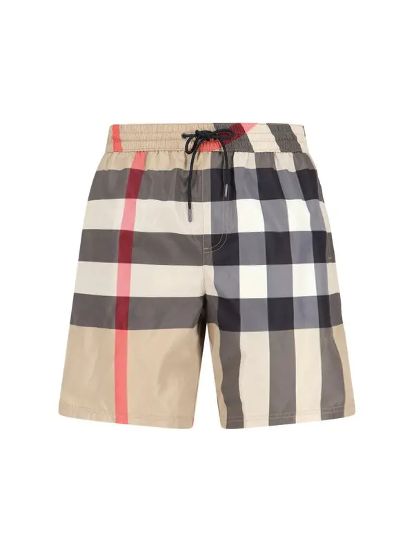 Burberry Checked Swim Shorts - Beige