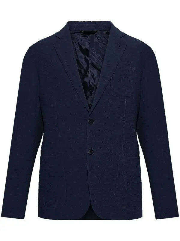 Giorgio Armani Front Button Fastening Jacket With Three Front Patch Pockets - Blue