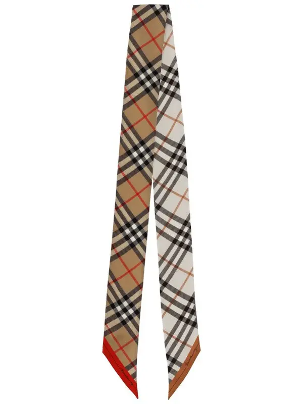 Burberry Elegant Mini Check Scarf 180 Cm X 8 Cm - Beige