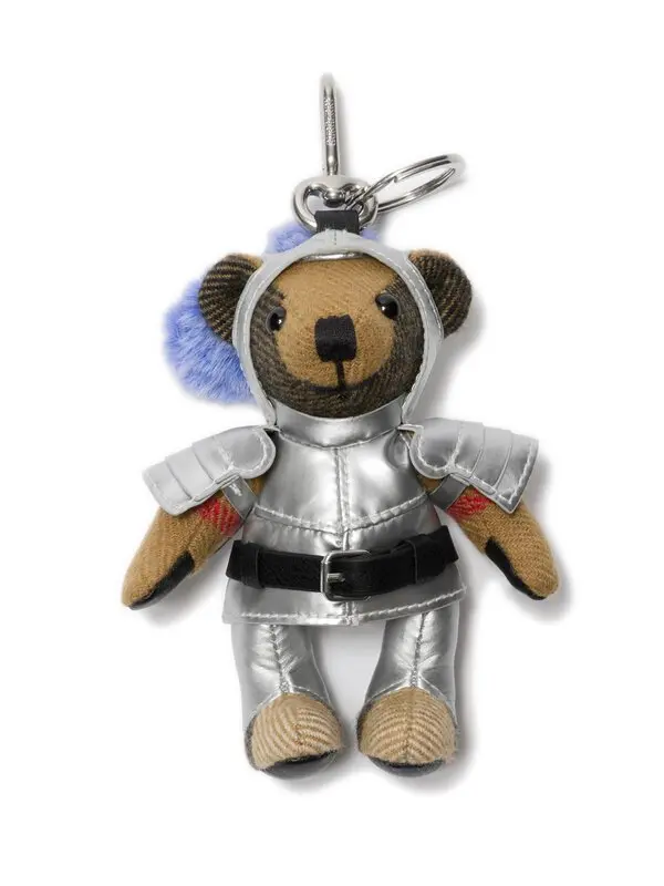 Burberry Mini Equestrian Knight Charm In Luxurious Cashmere - Silver