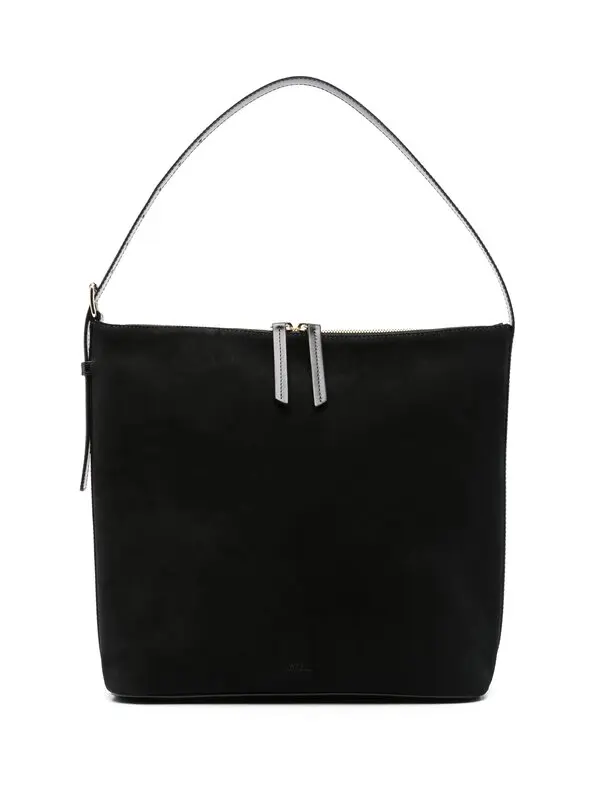A.p.c. Mini Shoulder Bag With Adjustable Strap And Gold Metal Buckle - Black
