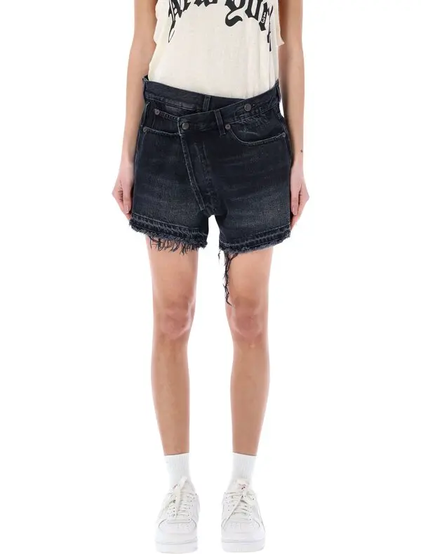 R13 Rebellious Distressed Denim Mini Shorts - Jake Black