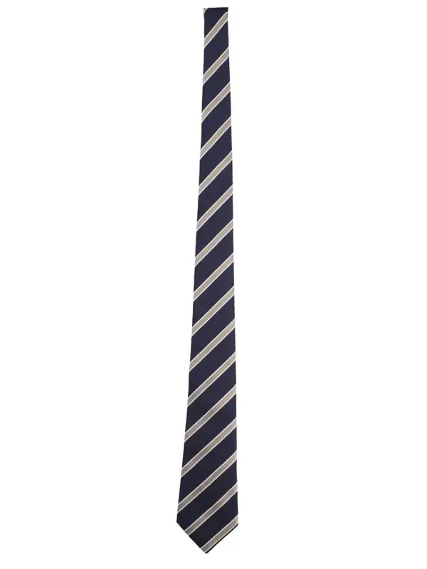 Giorgio Armani Striped Silk Neck Tie - Blue
