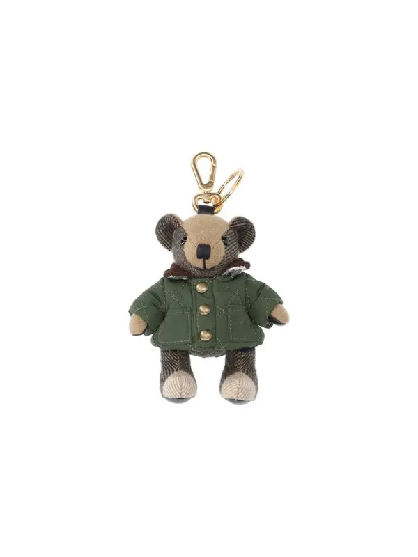 Burberry Quilted Teddy Bear Charm With Corduroy Collar - Green