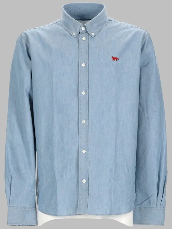 Maison Kitsuné Cotton Button-up Shirt With Embroidered Fox