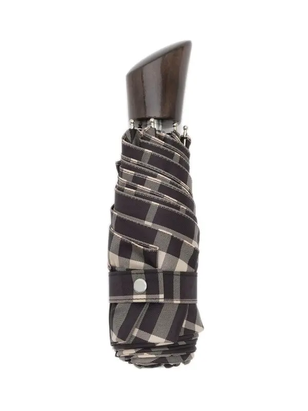 Burberry Folding Umbrella With Check Design - Black