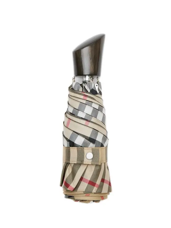Burberry Folding Umbrella With Equestrian Motif - Beige