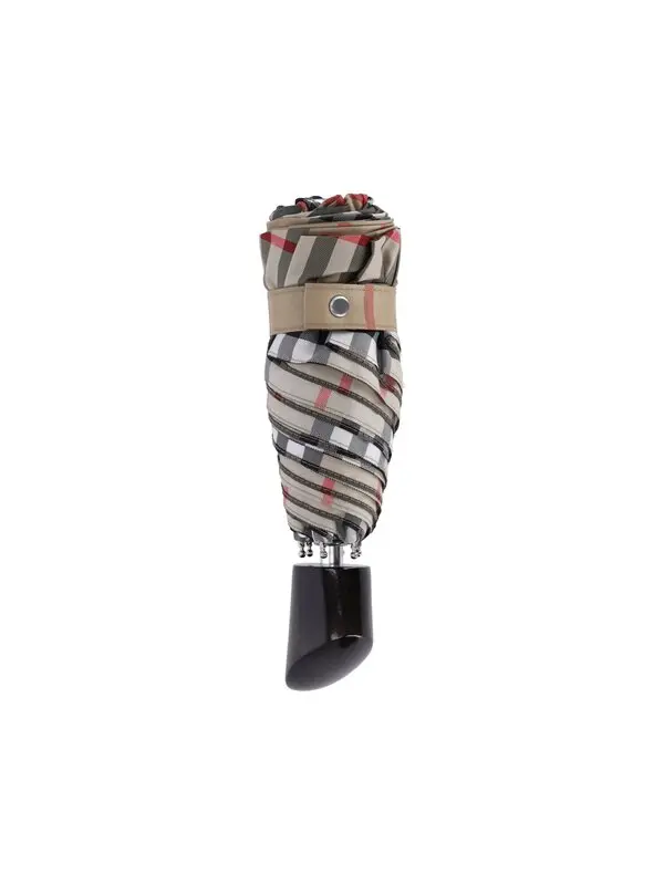 Burberry Folding Umbrella With Equestrian Motif - Beige
