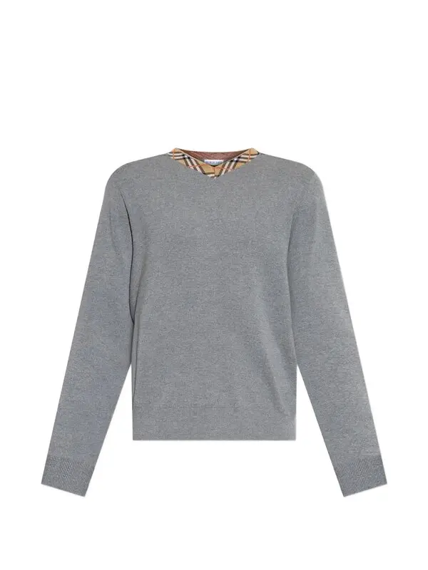 Burberry Knit V-neck Sweater With Rib-knit Trims Size