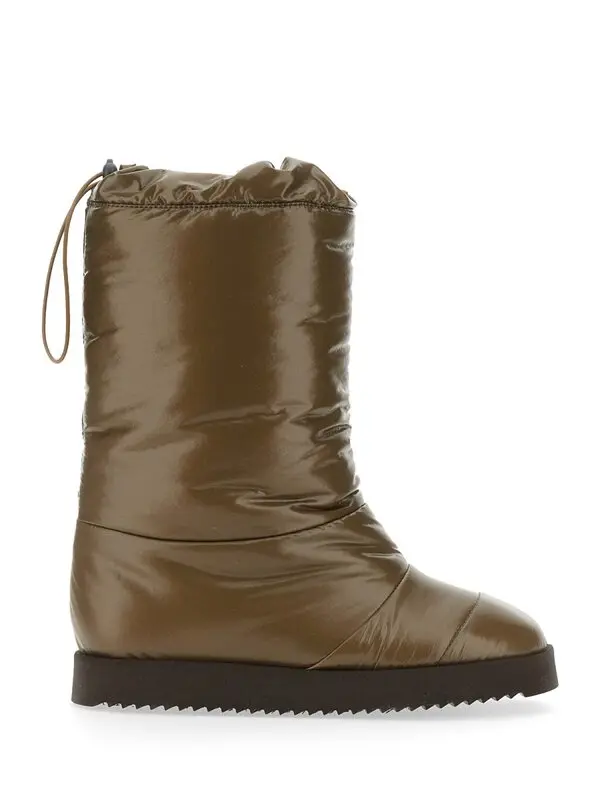 GIA BORGHINI Padded Nylon Boots With Drawstring - Brown