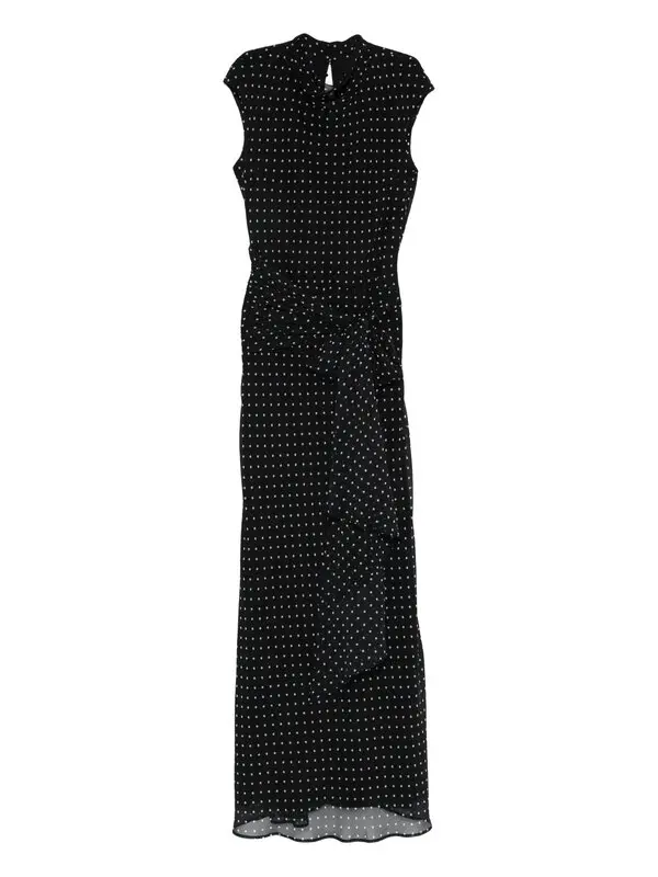 ROTATE BY BIRGER CHRISTENSEN High Neck Sleeveless Polka Dot Maxi Dress - Black