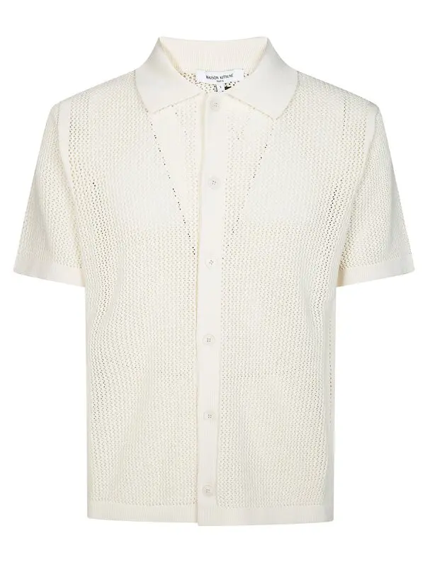 Maison Kitsuné Open-knit Short-sleeve Cardigan - Bianco