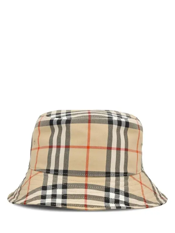 Burberry Check Print Bucket Hat - Beige