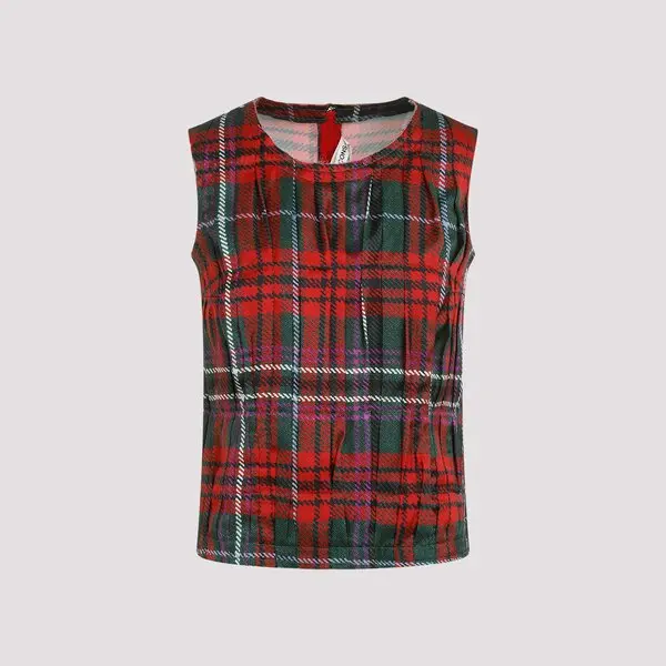 Comme Des Garçons Tartan Pleated Top