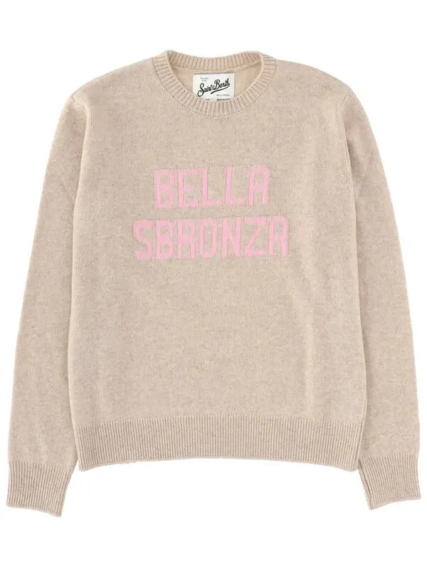 MC2 SAINT BARTH Cashmere Blend Crewneck Sweater With Front Slogan
