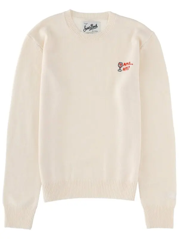 MC2 SAINT BARTH Embroidered Wool Blend Sweater - Ivory