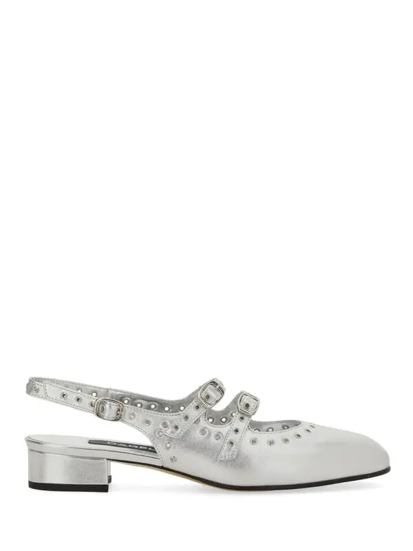 CAREL Mary Jane Slingback "queen" In Metallic Leather - Silver