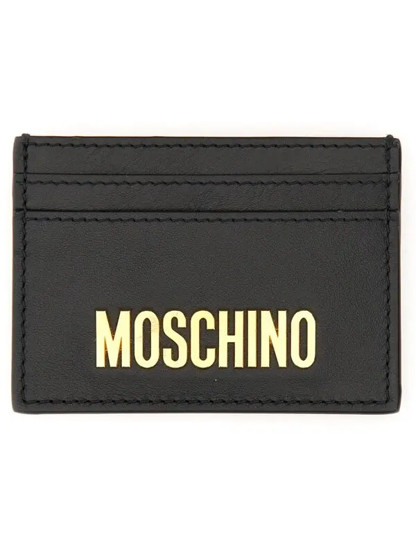 Moschino Mini Card Holder With Logo Dimensions H 7 Cm X L 10 Cm - Black