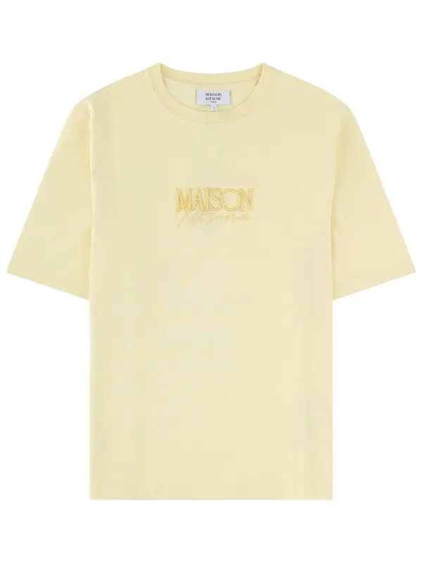Maison Kitsuné Embroidered Logo Cotton T-shirt - Yellow