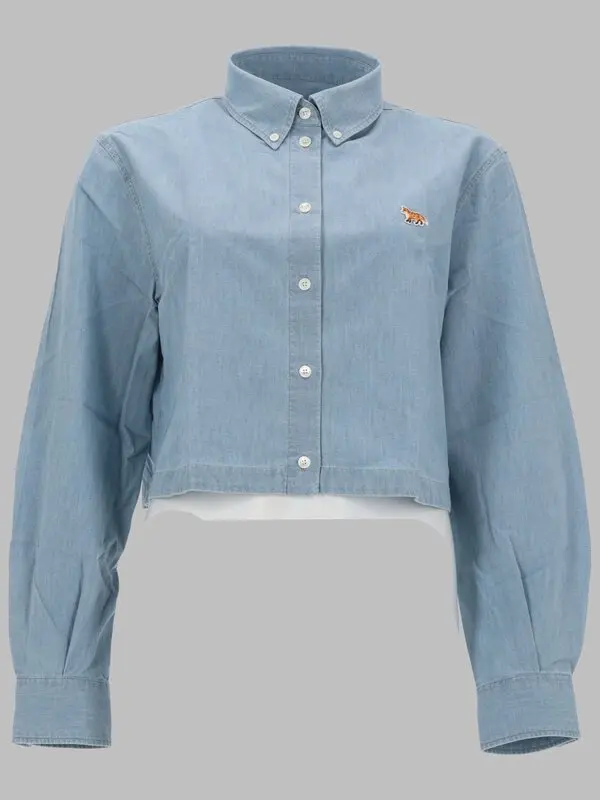 Maison Kitsuné Embroidered Cotton Shirt - Denim