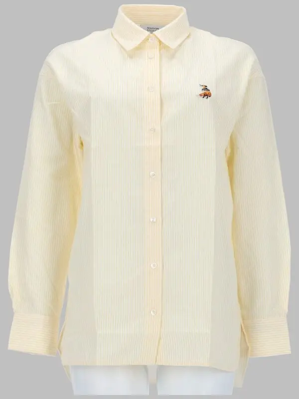Maison Kitsuné Striped Cotton Oversized Button-up Shirt - Yellow