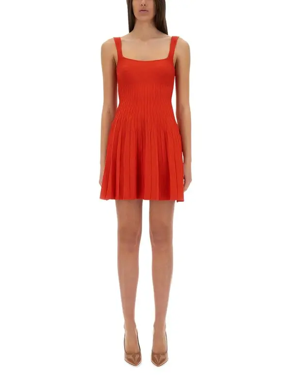Staud Ellison Pleated Knit Dress - Red