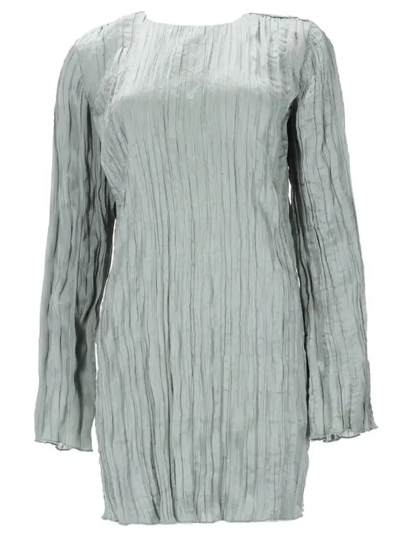 Staud Crinkled Long-sleeve Mini Dress - Silver