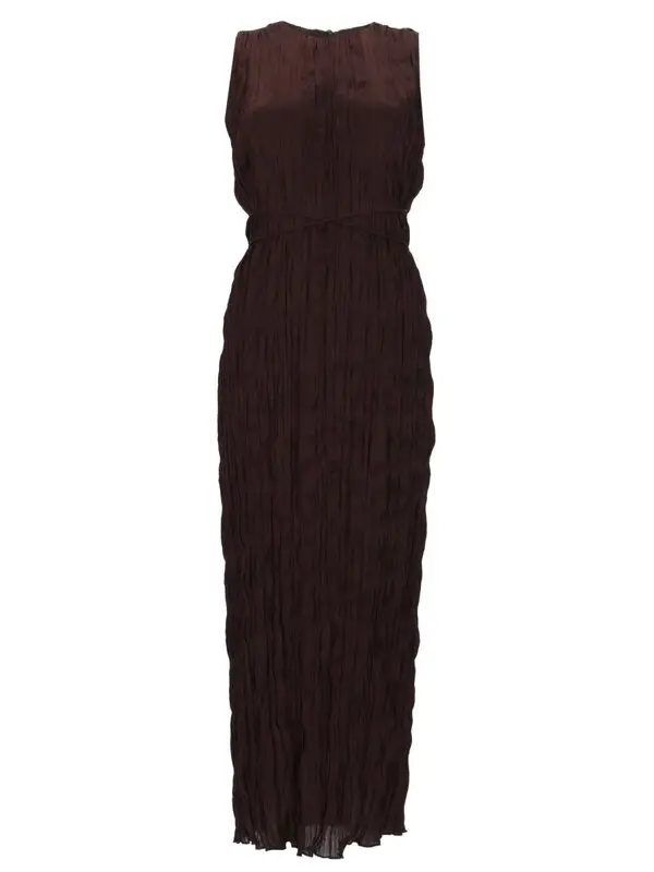 Staud Sleeveless Pleated Maxi Dress - Brown
