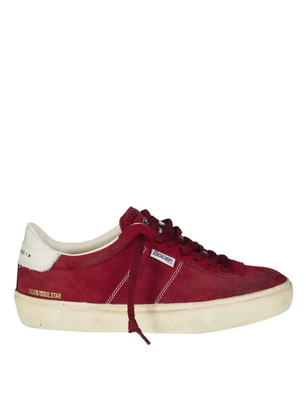 GOLDEN GOOSE Mini Soulstar Suede Sneakers With Leather Heel - Rosso