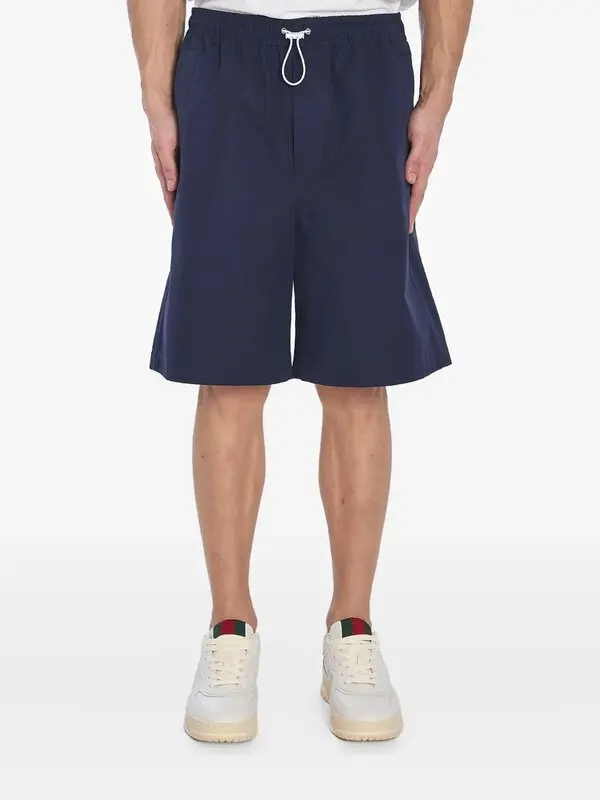 Gucci Embroidered Cotton-poplin Shorts - Blue