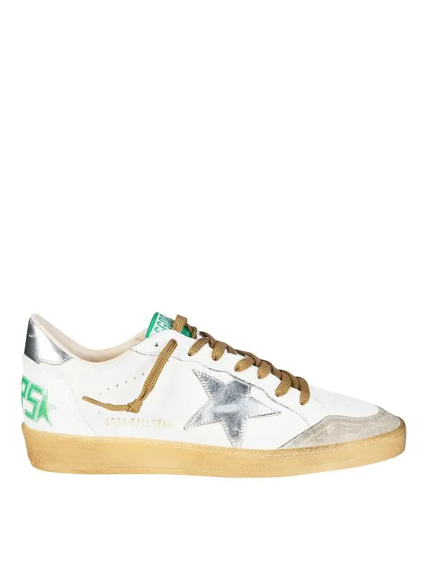 GOLDEN GOOSE Ball Star Suede Glitter-star Low-top Sneakers - Bianco