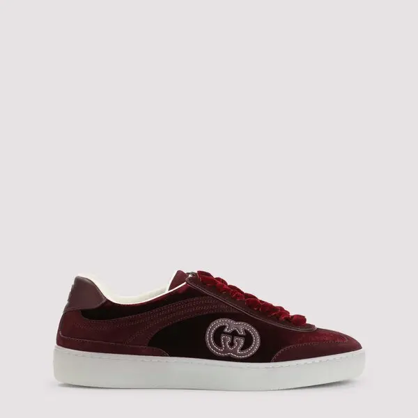 Gucci Velvet-effect Gg-logo Sneakers - Red