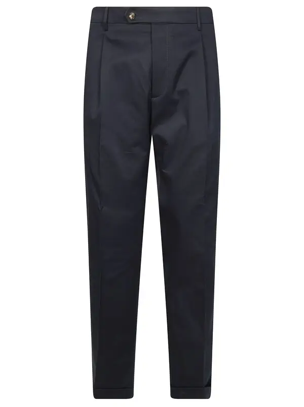 BERWICH Relaxed Fit Cotton Blend Trousers - Blu