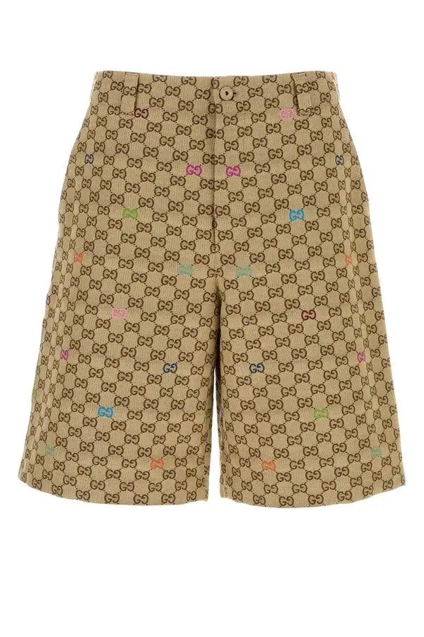Gucci Multicolor Fil Coupé Bermuda Shorts - Beige