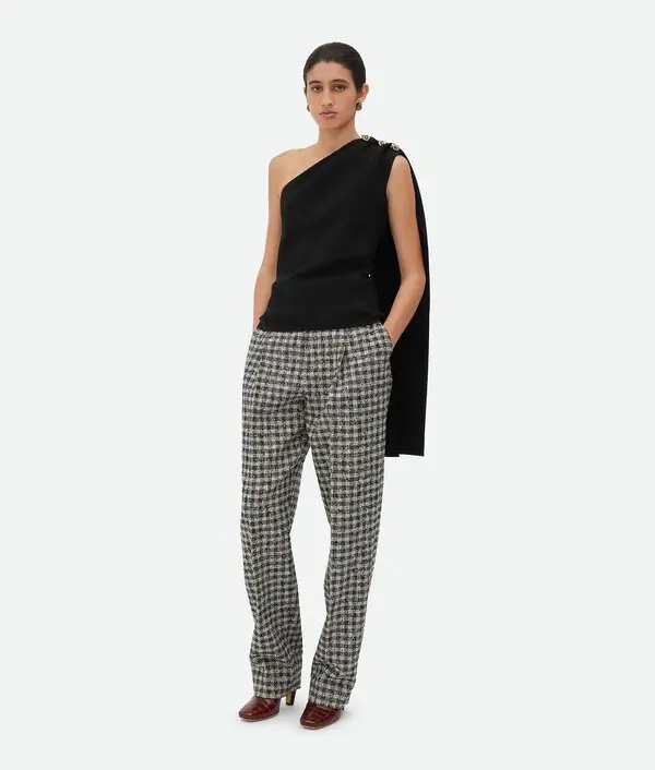 Bottega Veneta One-shoulder Cape Top With Embellished Shoulder - Black