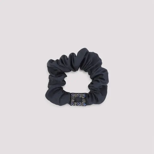 ROGER VIVIER Tres Vivier Embellished Cotton Scrunchie - Blue