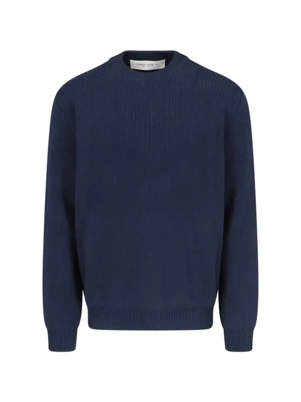 GOLDEN GOOSE Ribbed Cotton Blend Crewneck Sweater