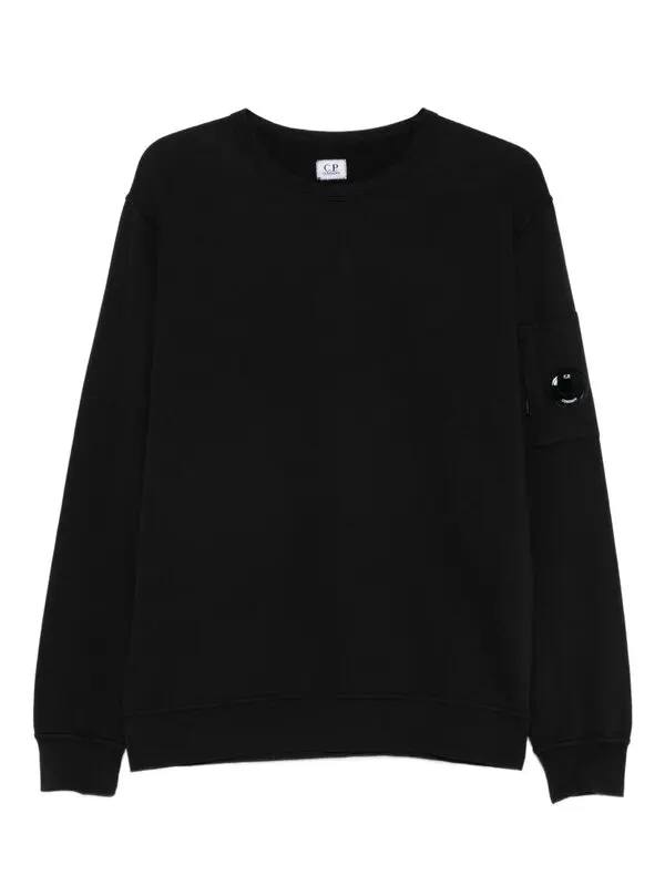 C.P. COMPANY Light Fleece Crewneck Sweatshirt With Zip Pocket And Lens - Black