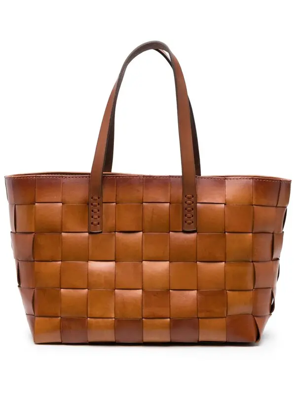 Dragon Diffusion Woven Leather Tote Bag - Brown