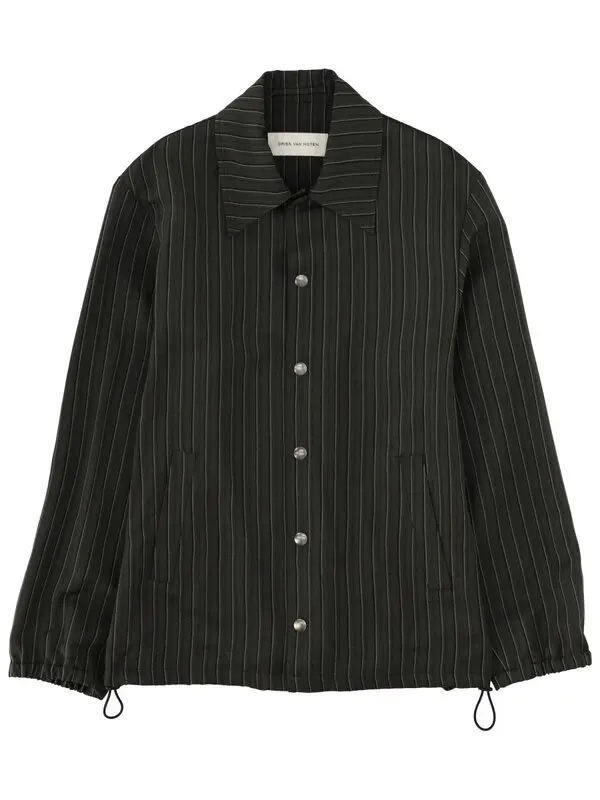 Dries Van Noten Striped Viscose Long Sleeve Overshirt - Green